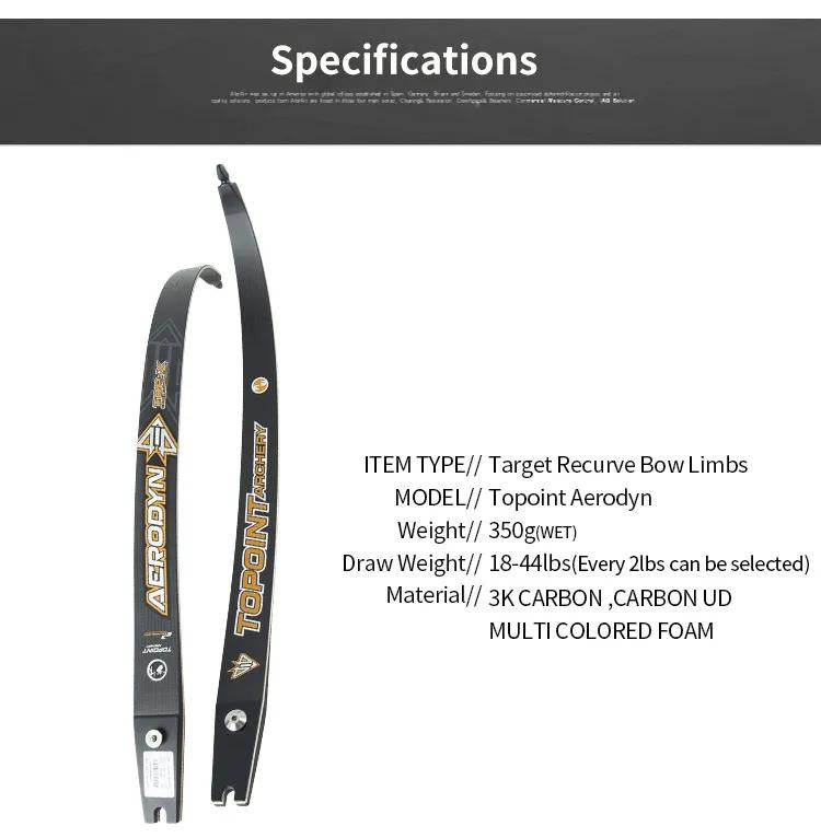 Topoint Aerodyn 3K High Modulus Carbon Foam Core ILF Limbs - topointarchery