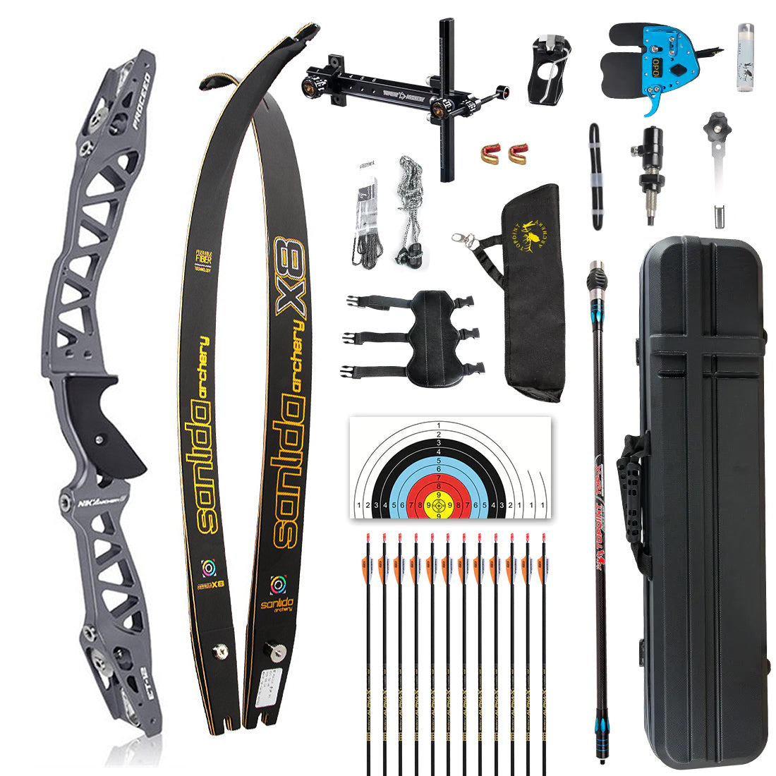 Nika ILF Recurve Bow Package X8 Limbs 18-38lb - topointarchery