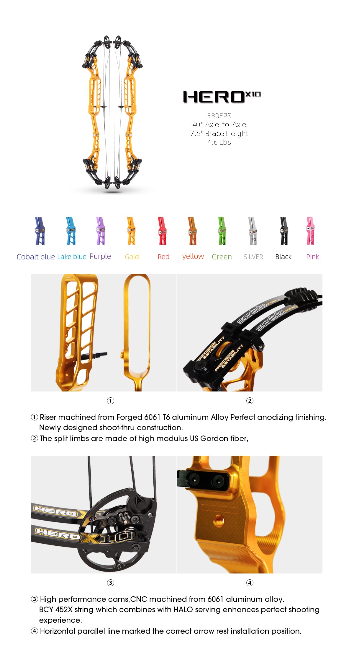 Sanlida Hero X10 Target Compound Bow - topointarchery