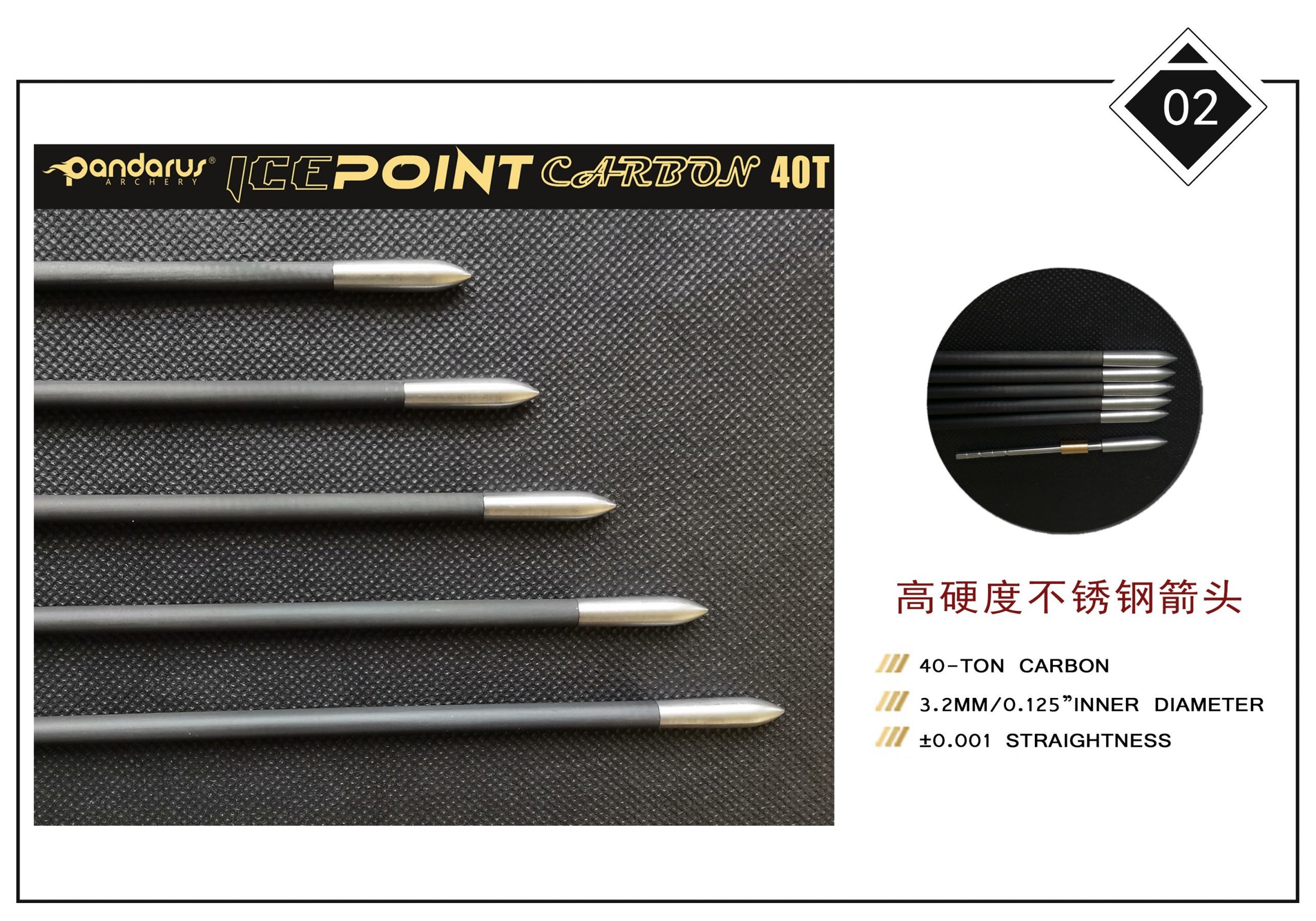 Pandarus ICEPOINT 3.2mm .001 Straightness With Nocks and Tips ...
